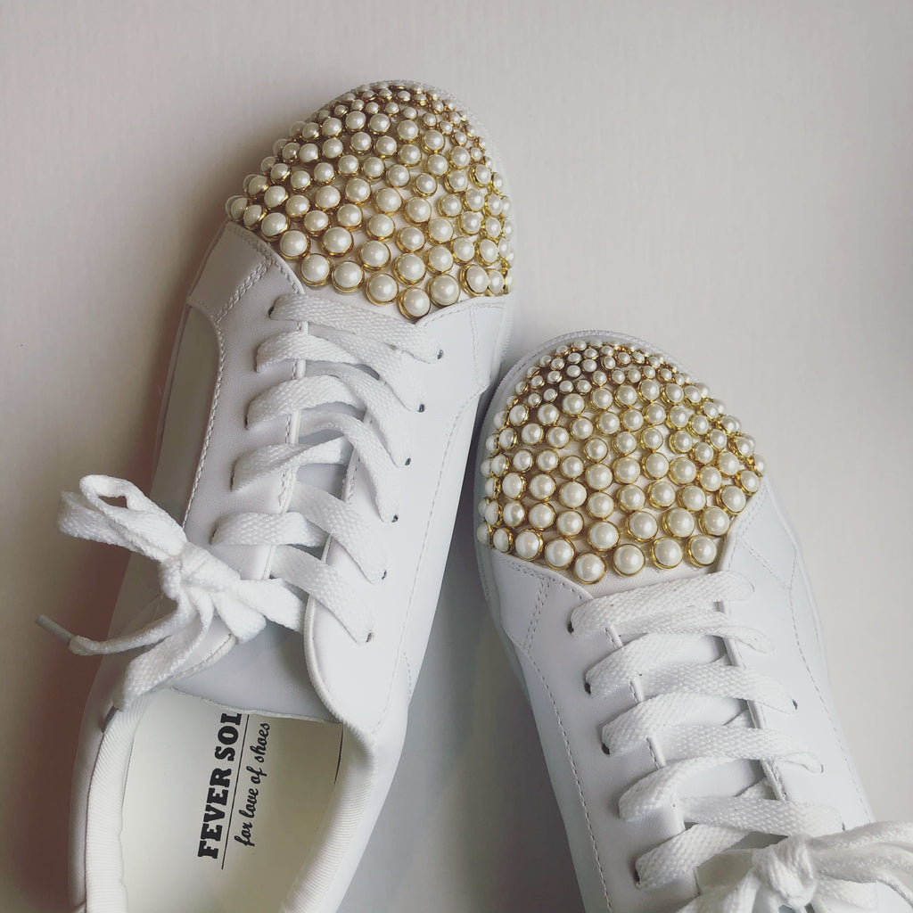 Custom Beaded Sneakers: Pearls – Hushed Commotion